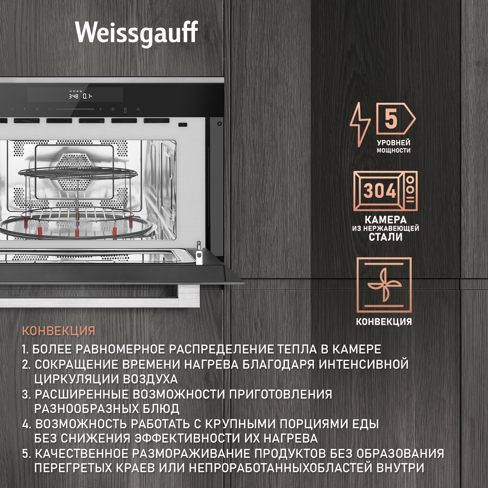 Встраиваемая микроволновая печь Weissgauff BMWO-349 DBSX Touch купить с ...